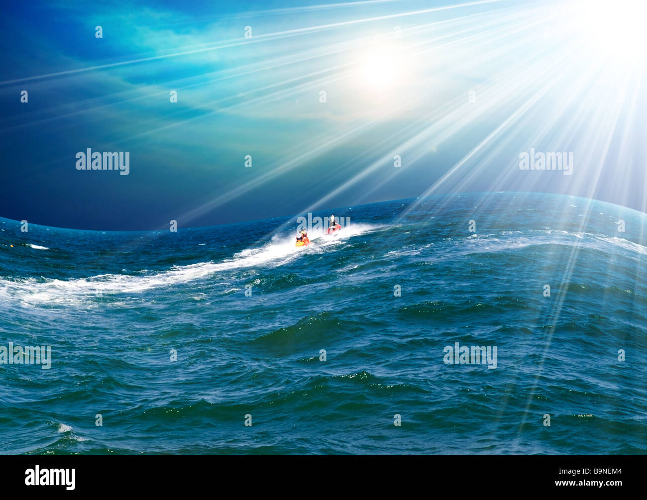 Blue sky over water Stock Photo - Alamy