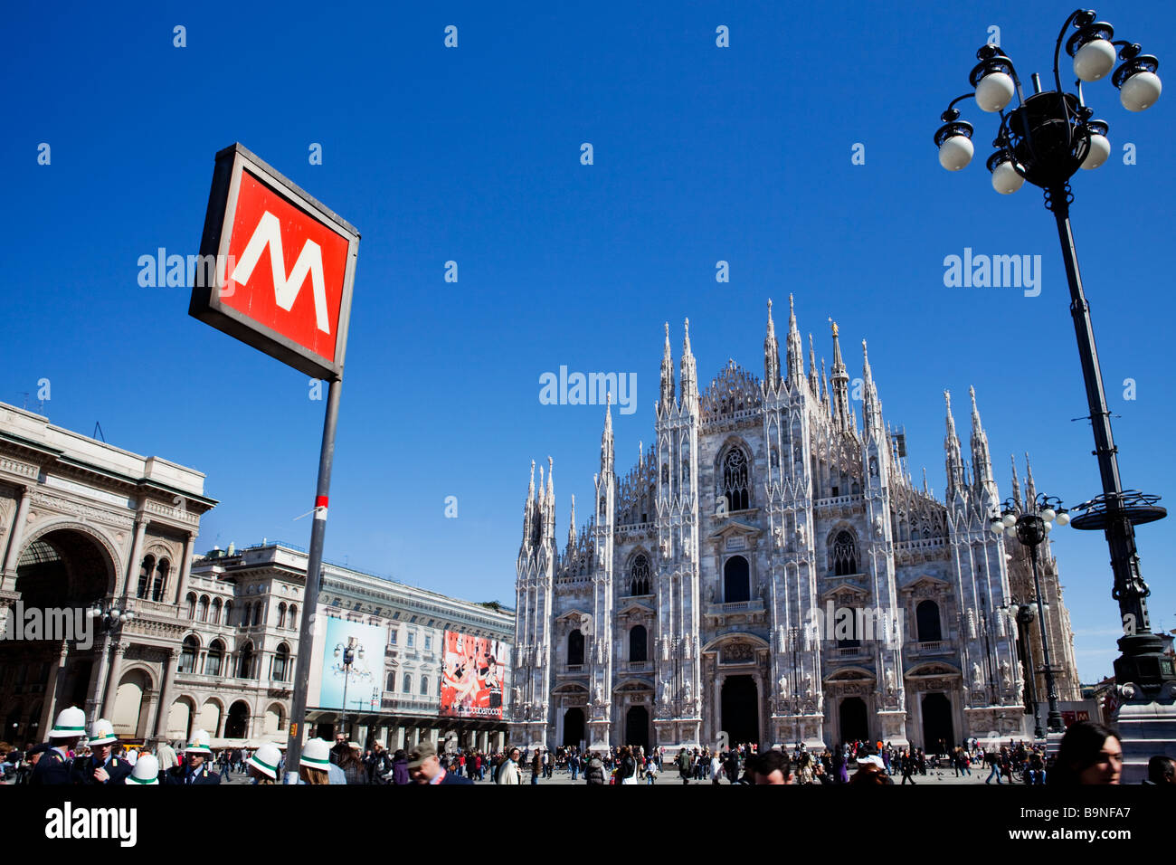 Duomo di Milano and Underground sign. Milan cathedral Stock Photo - Alamy