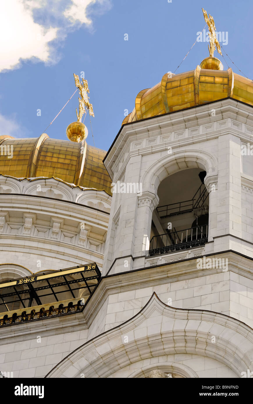 Golden domes with cross Cathedral of Christ the Saviour Moscow Russia ...