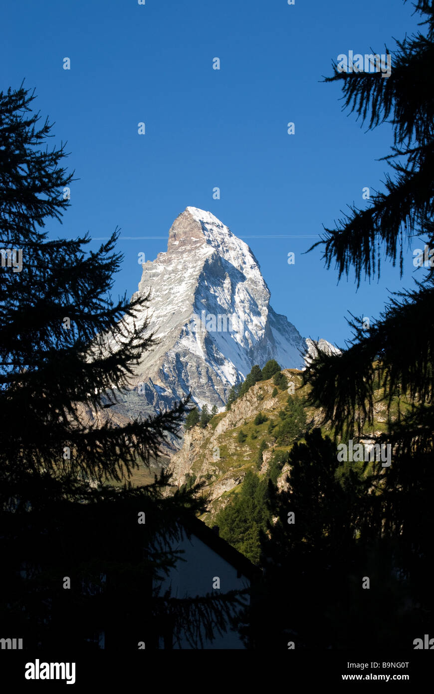 View of the Matterhorn from the Zermatt Valley Stock Photo - Alamy