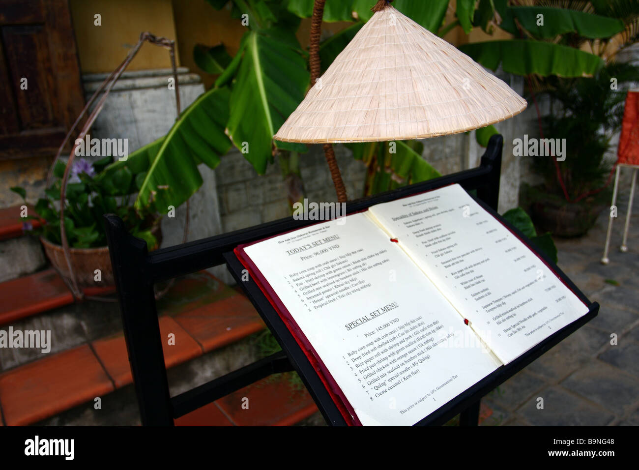 Touristic restaurant menu in Hoi An, Vietnam Stock Photo - Alamy