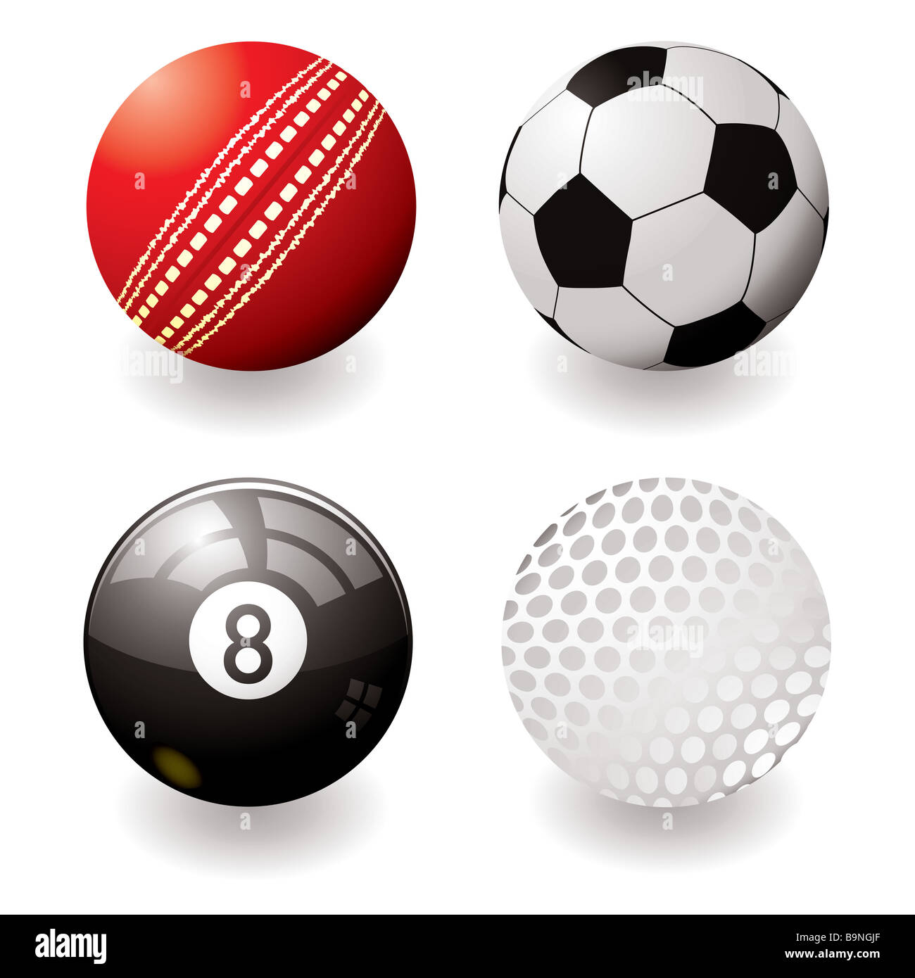 Collection of four sports balls with shadow and gradient Stock Photo ...