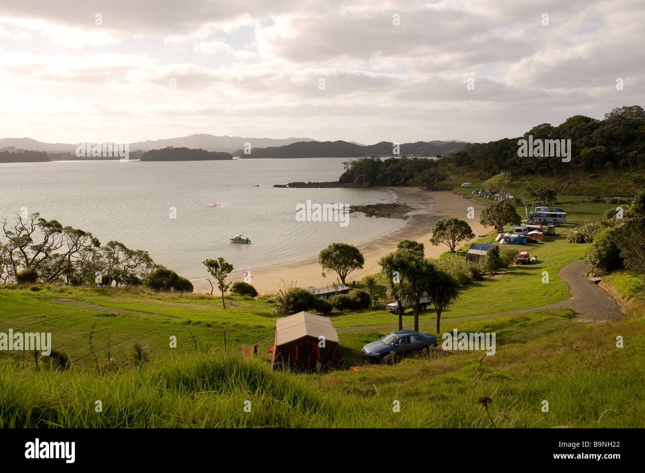 camping whangaruru harbour northland new zealand Stock Photo - Alamy