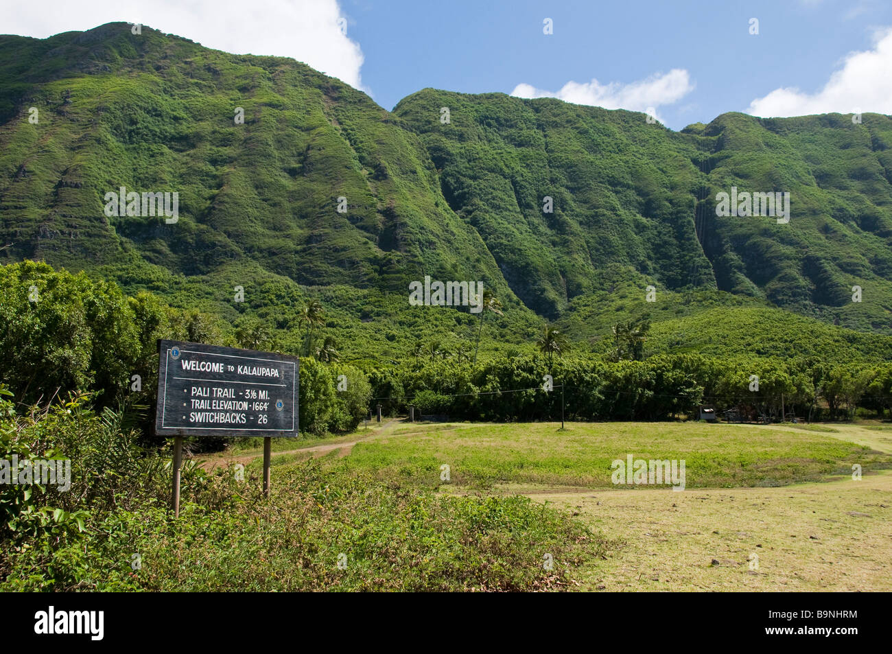 Trail distance and elevation gain sign, Kalaupapa National Historical ...
