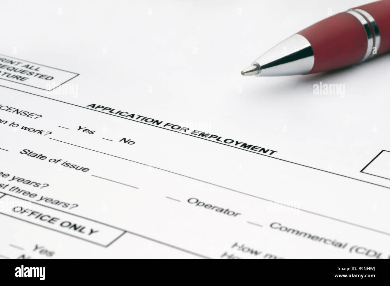 Job application form hi-res stock photography and images - Alamy