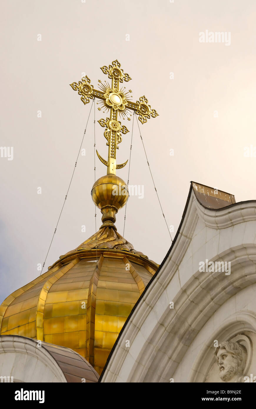 Golden cross above the Russian orthodox church Moscow Russia Stock ...