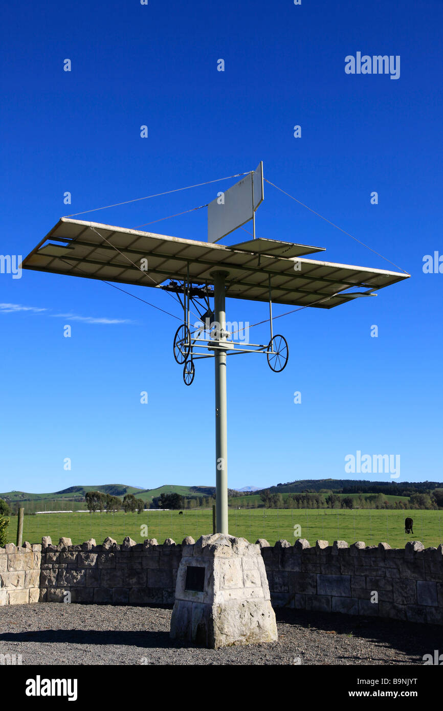 Richard Pearse Memorial featuring a replica of his aircraft, the first ...