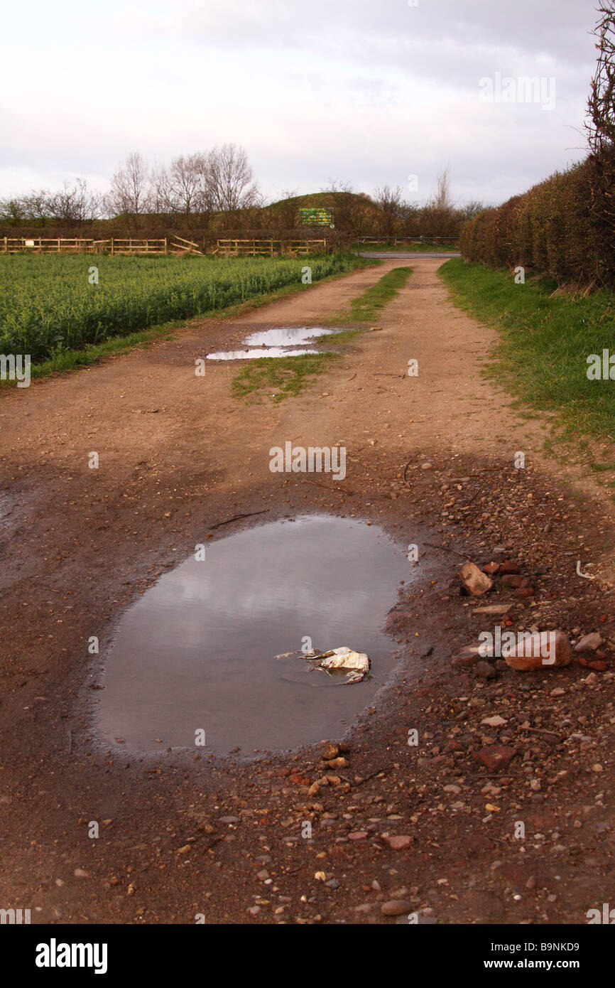 Farm track with ruts and puddles full of water Stock Photo - Alamy