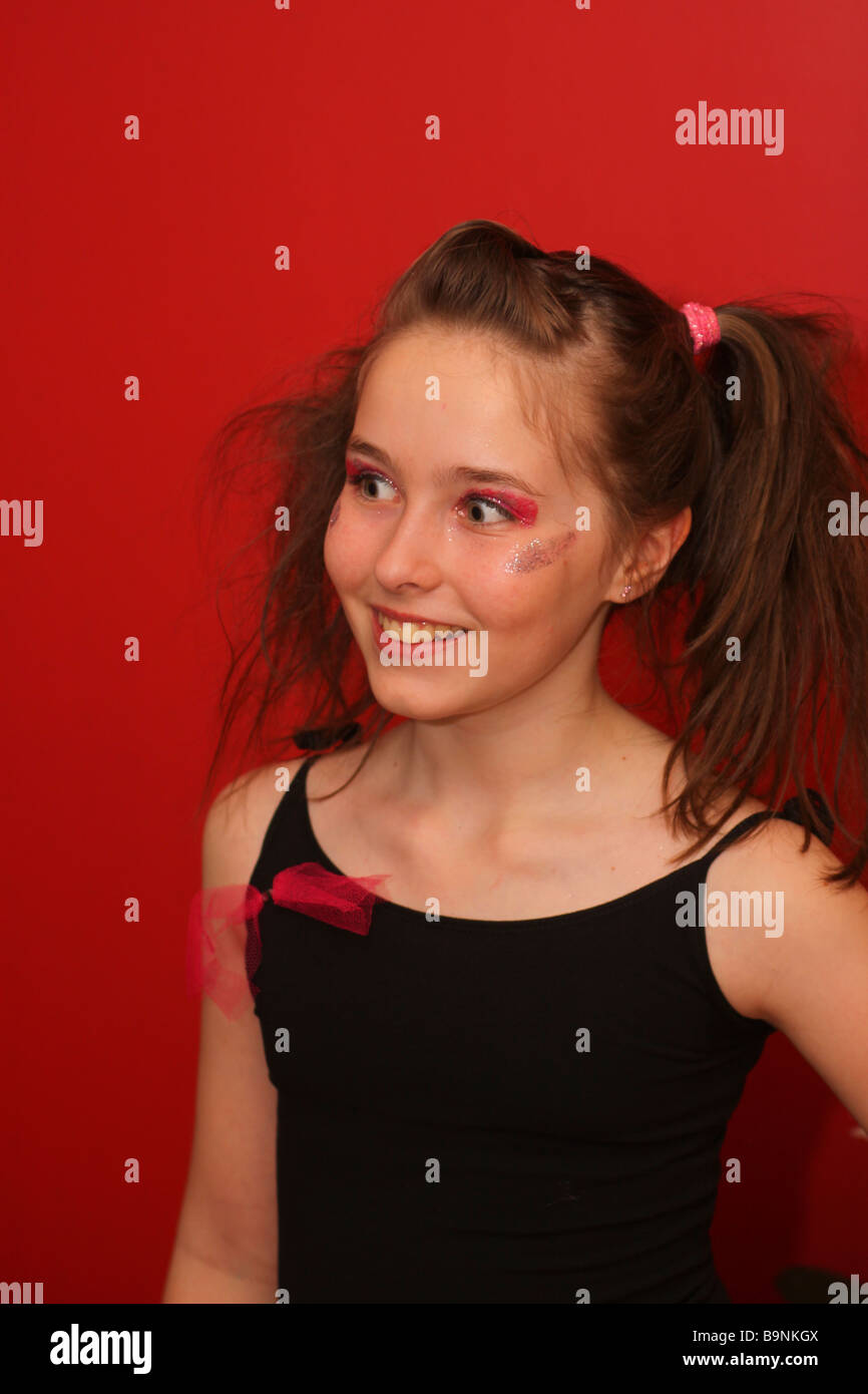 Young girl with stage make up for dance show Stock Photo - Alamy