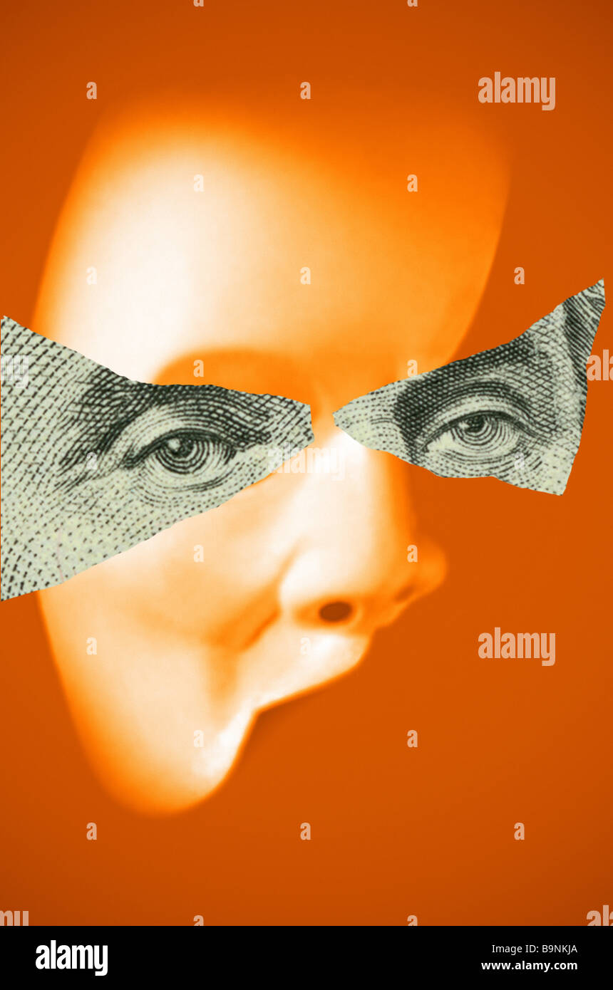 masked human money, deceit and intrigue concept Stock Photo - Alamy