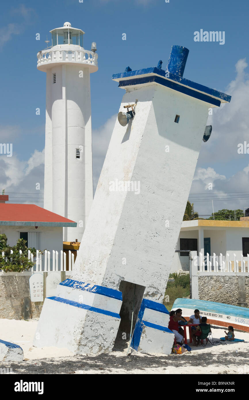Mexico Yucatan 2009 Puerto Morelos old lighthouse damaged by hurricane ...