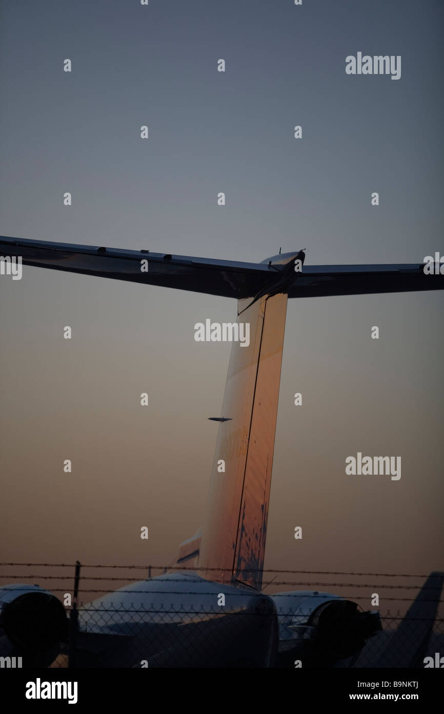 The tail of a jet on a runway Stock Photo - Alamy