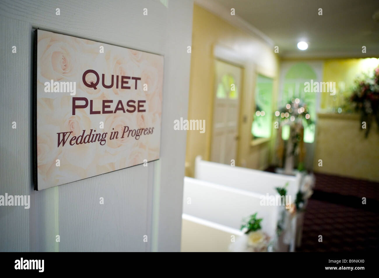 A quiet sign at the entrance of a las vegas wedding chapel Stock Photo ...
