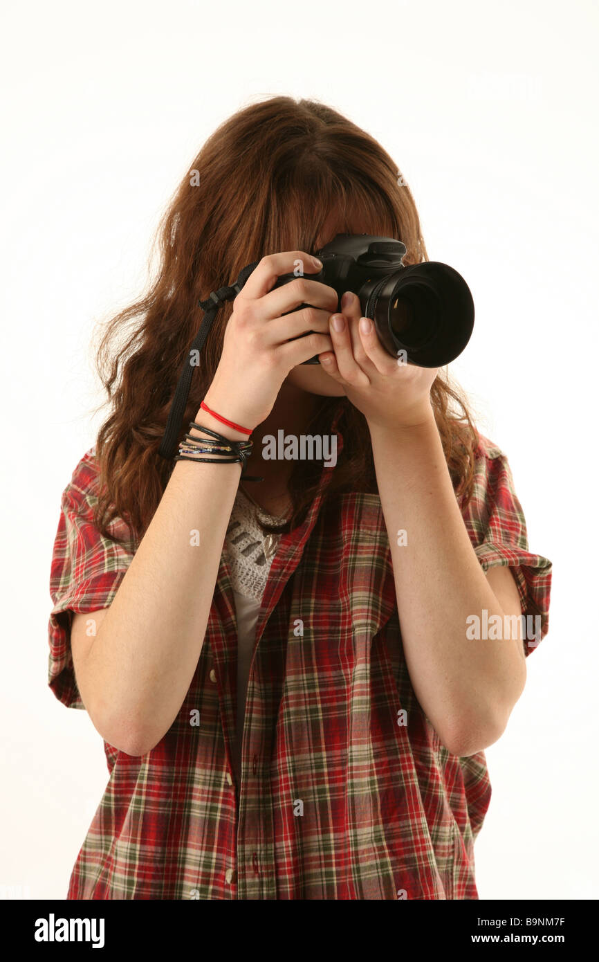 Female with camera Stock Photo - Alamy