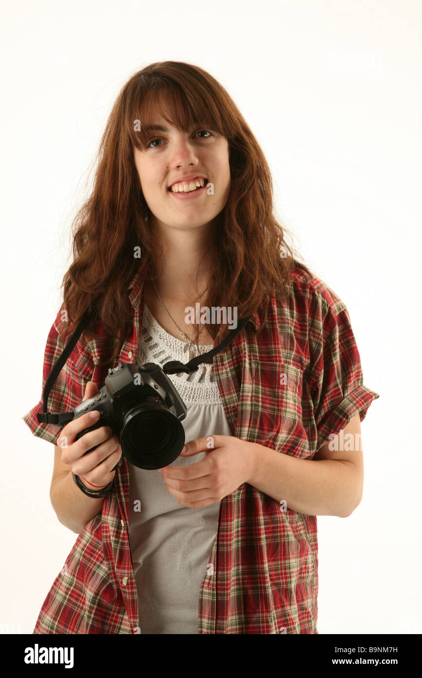 Young woman with camera Stock Photo - Alamy