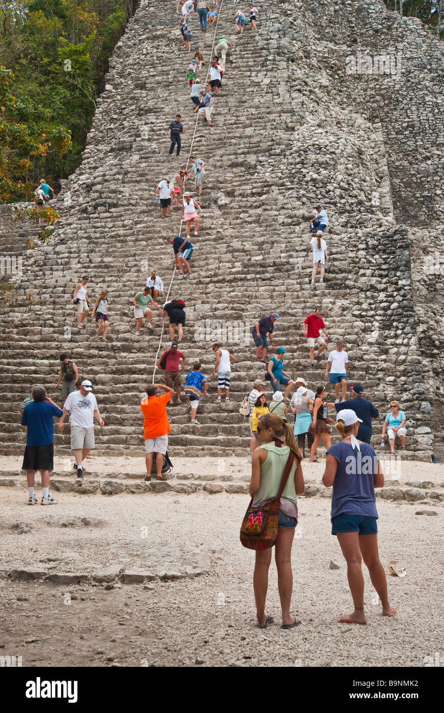 Mexico Yucatan - Coba Mayan historic ruins complex - climbing the ...