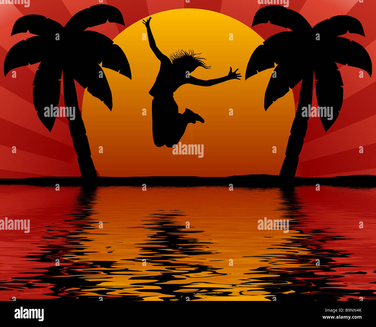 Jump water palmtree hi-res stock photography and images - Alamy