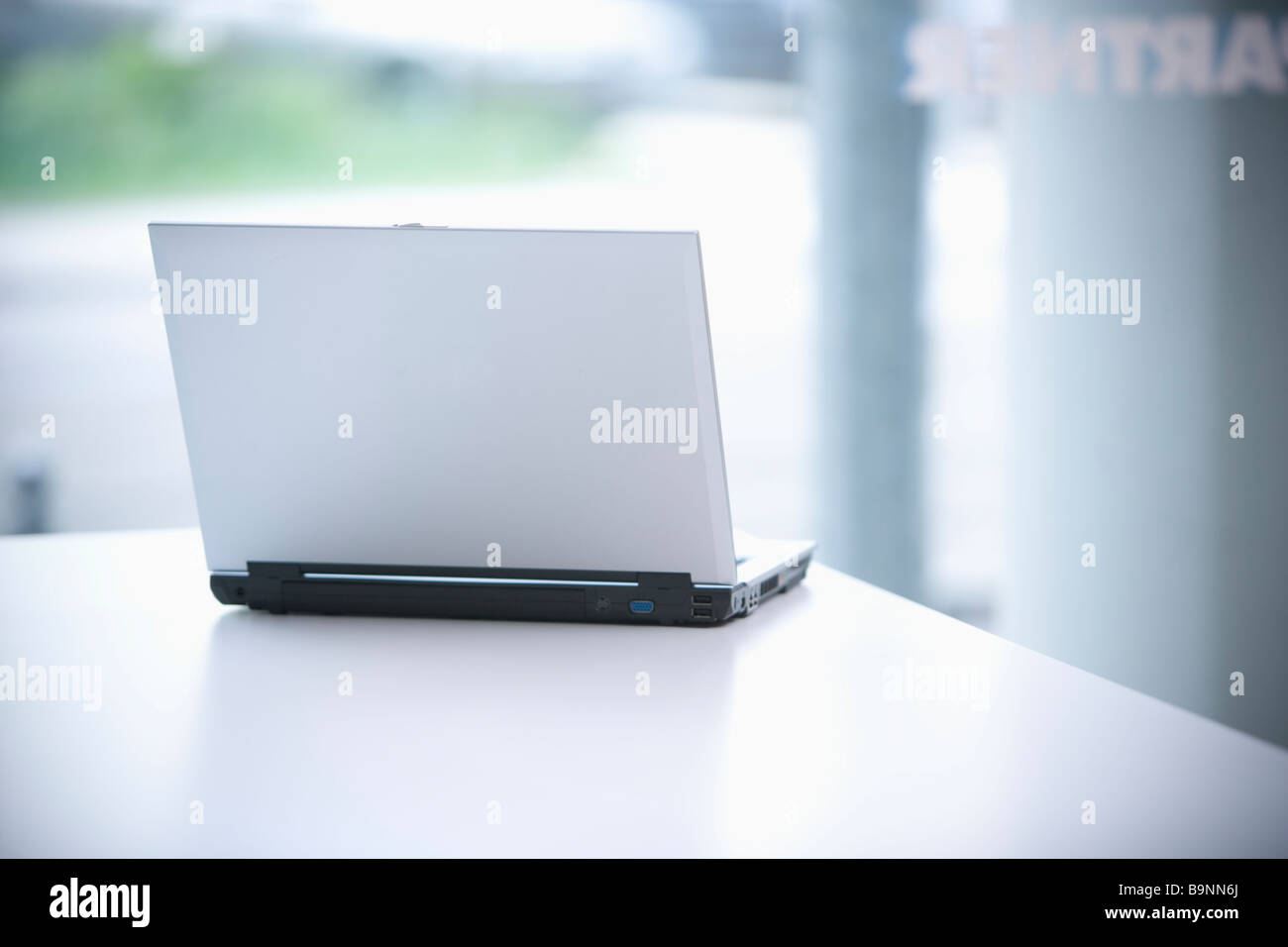 still life of open laptop on desk Stock Photo - Alamy