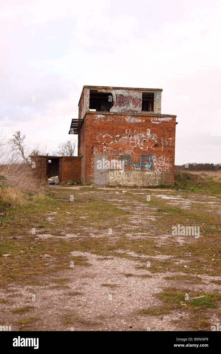 Derelict control tower at raf wigsley lincolnshire Stock Photo - Alamy