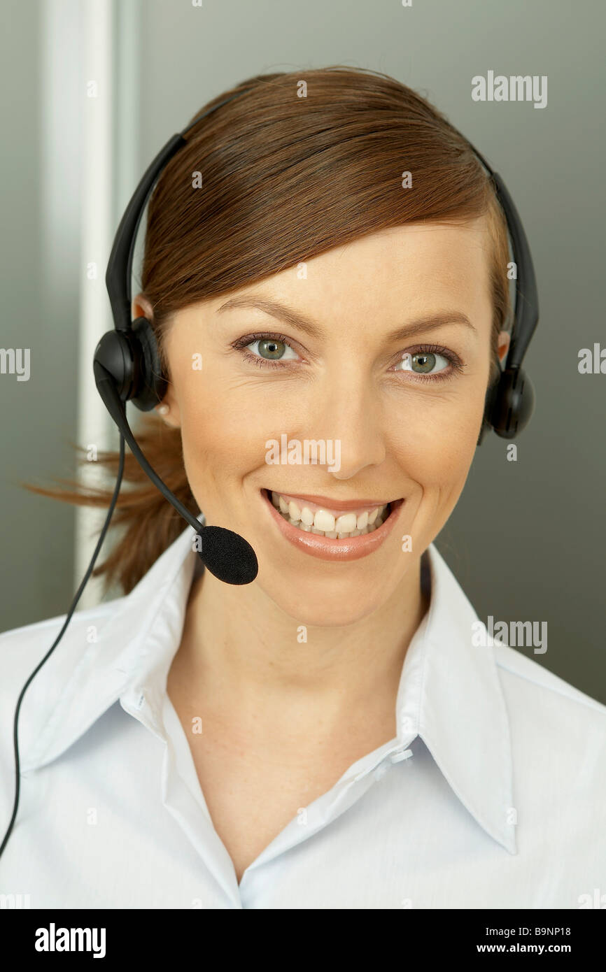 headshot of female call center agent Stock Photo - Alamy