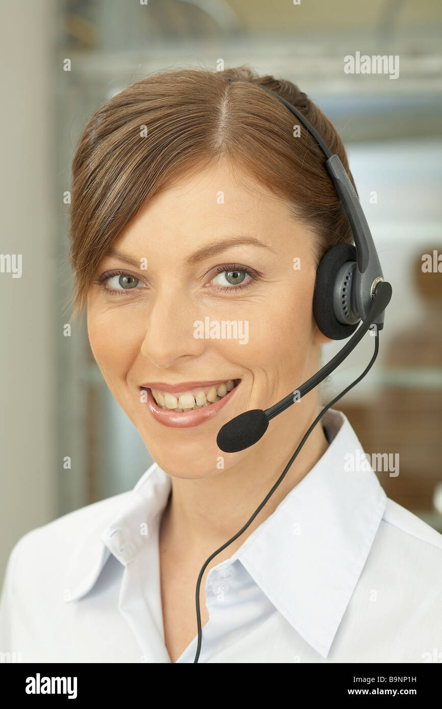 headshot of female call center agent Stock Photo - Alamy