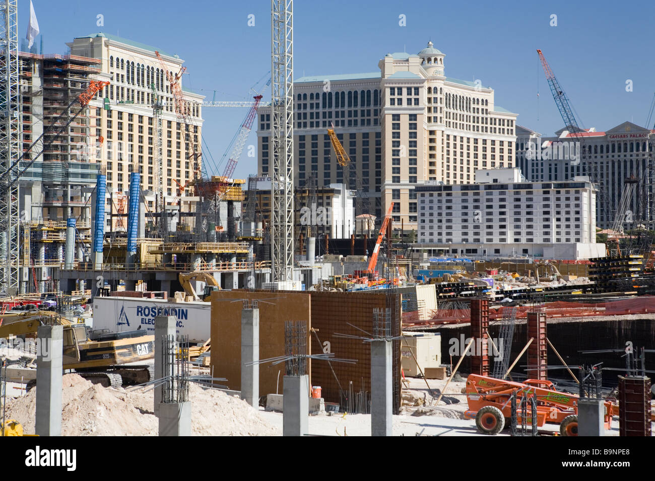 Construction cranes on the Las Vegas strip in Nevada USA Stock Photo ...