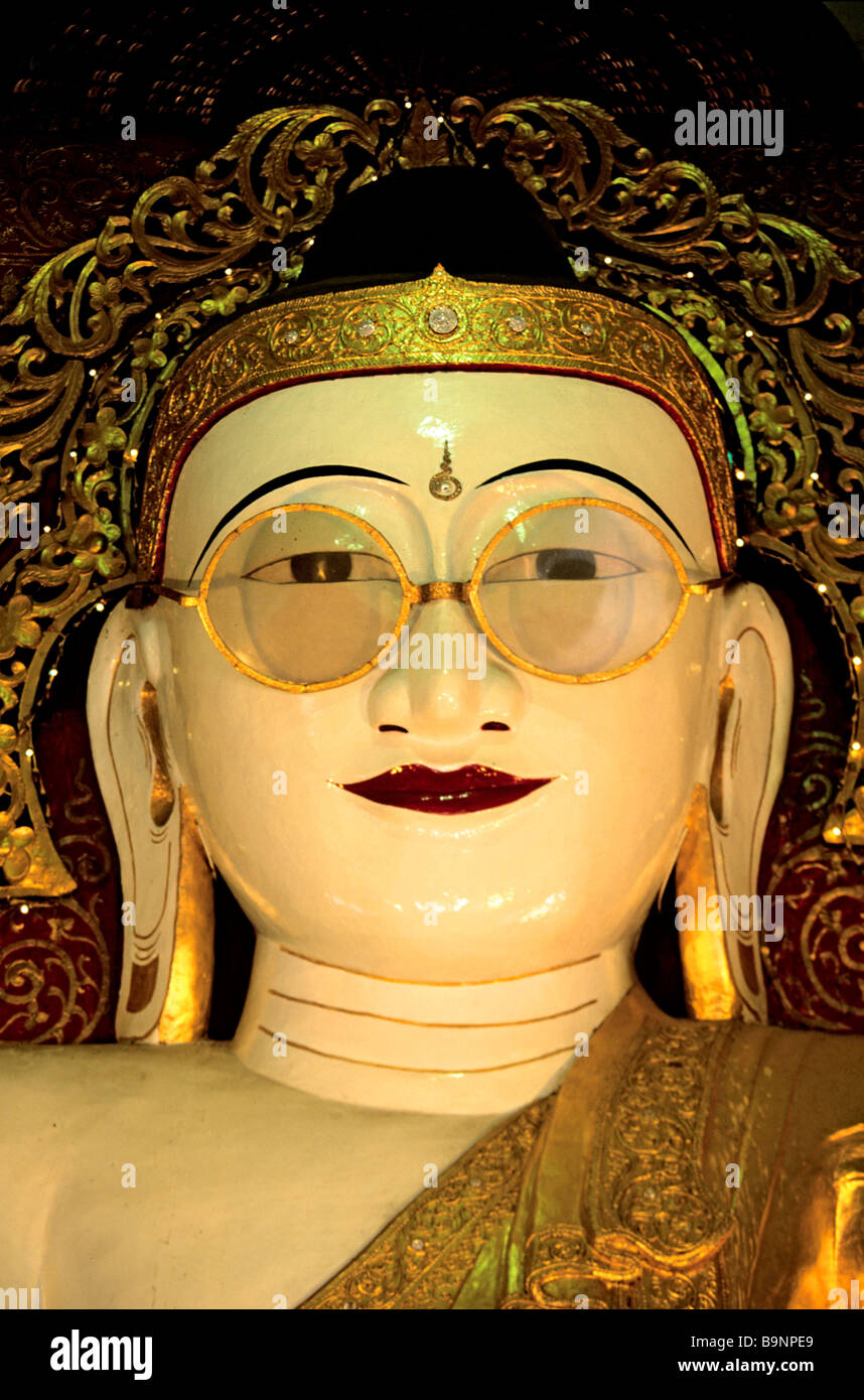 Myanmar (Burma), Bago Division, Pyay, Buddha with glasses Stock Photo ...