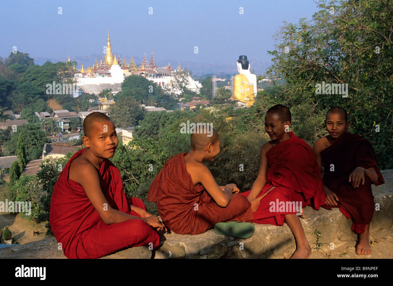 Myanmar (Burma), Bago Division, Pyay, young monks Stock Photo - Alamy