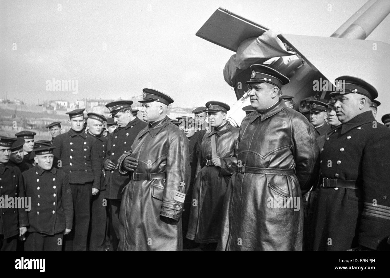 Black Sea Fleet commander Rear Admiral F Oktyabrsky 4th to the right ...