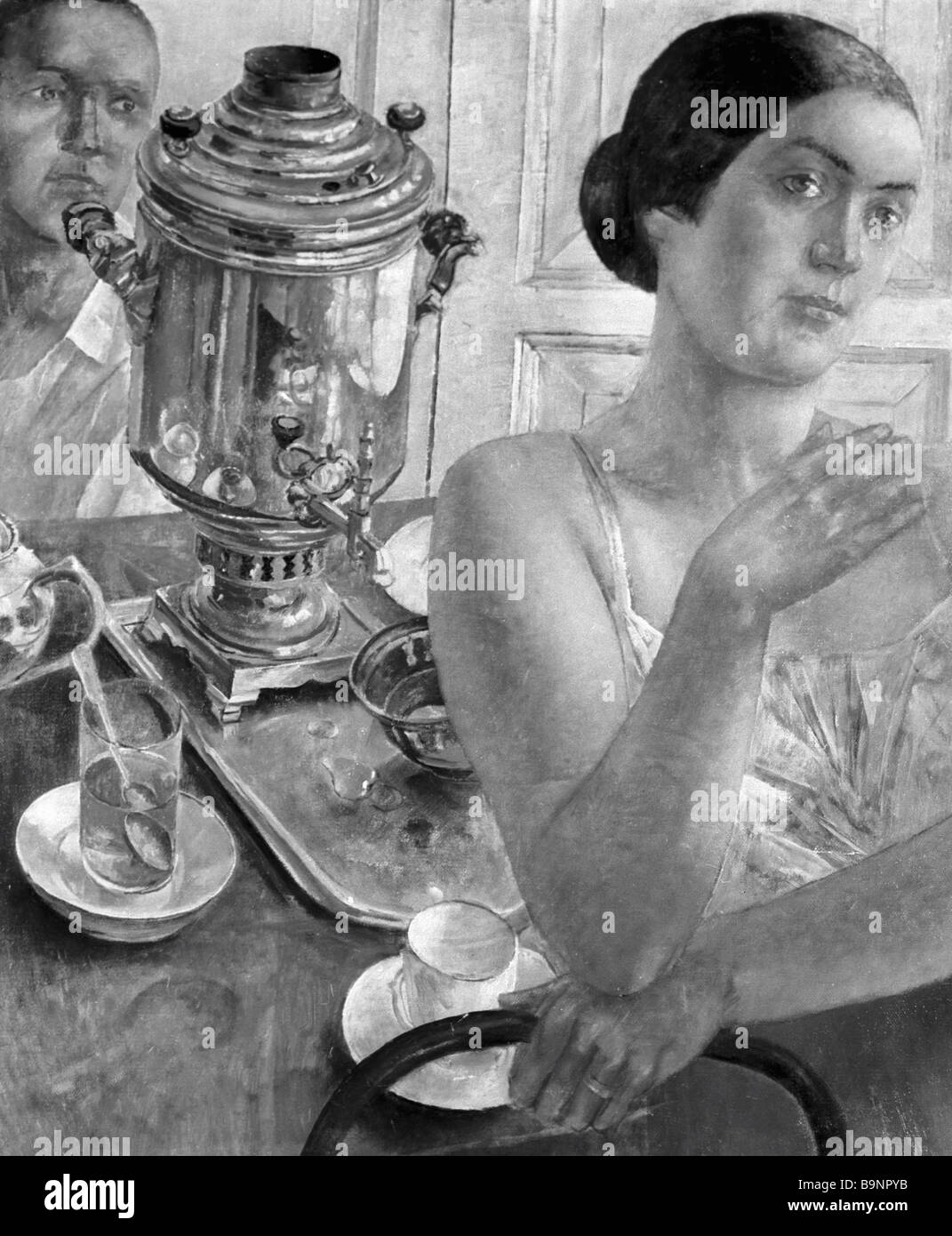 Reproduction of painting Samovar Tea Party by Kuzma Petrov Vodkin from ...