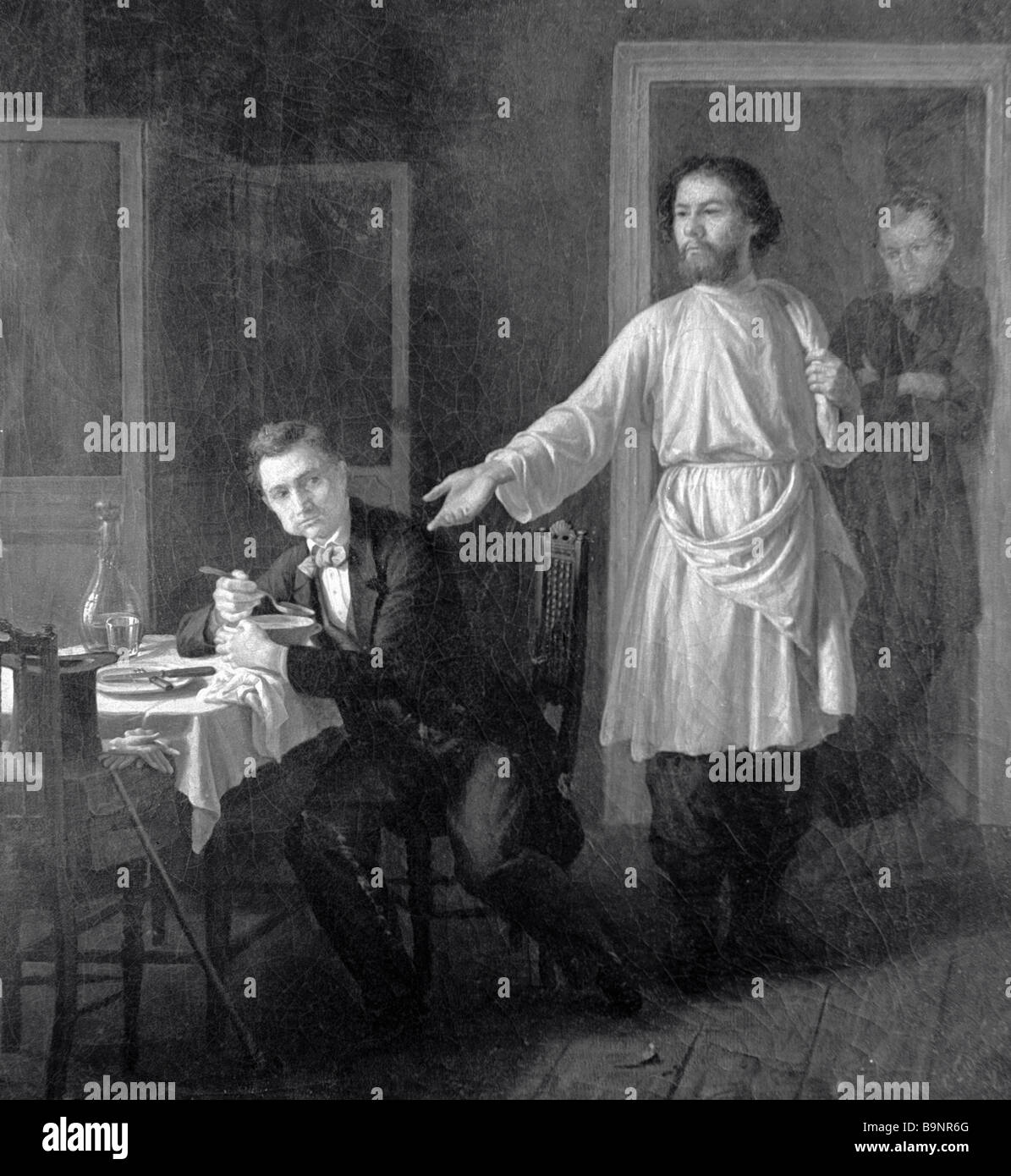 Reproduction of Sergei Gribkov s painting Khlestakov s breakfast Stock ...