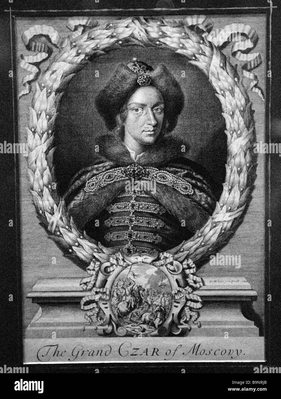 1698 copperplate print reproduction of P White s Portrait of Russian ...