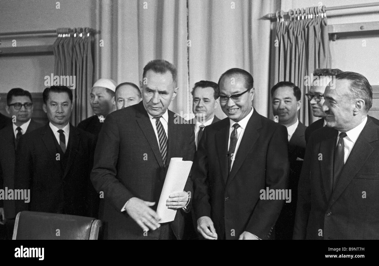 Anastas Mikoyan USSR Supreme Soviet Presidium Chairman right U Ne Win ...
