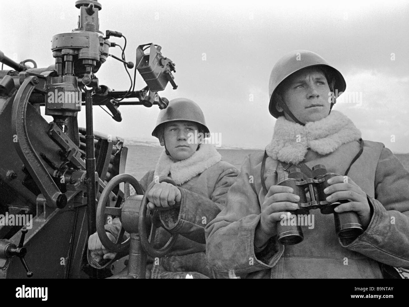 Mortar gunners Brothers Dolgov on sea patrol The Northern Fleet Stock ...
