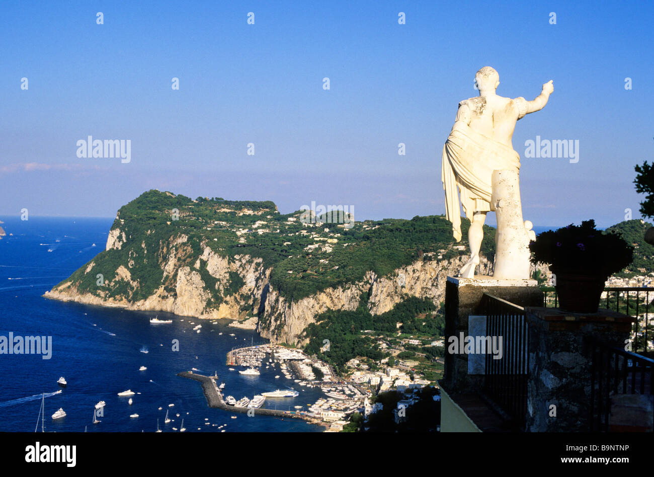 Italy, Campania, Capri Island, Anacapri, Caesar Augustus Hotel terrace ...