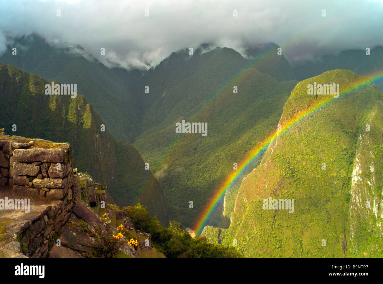 PERU MACHU PICCHU Double rainbows over the ancient Inca terraces of ...