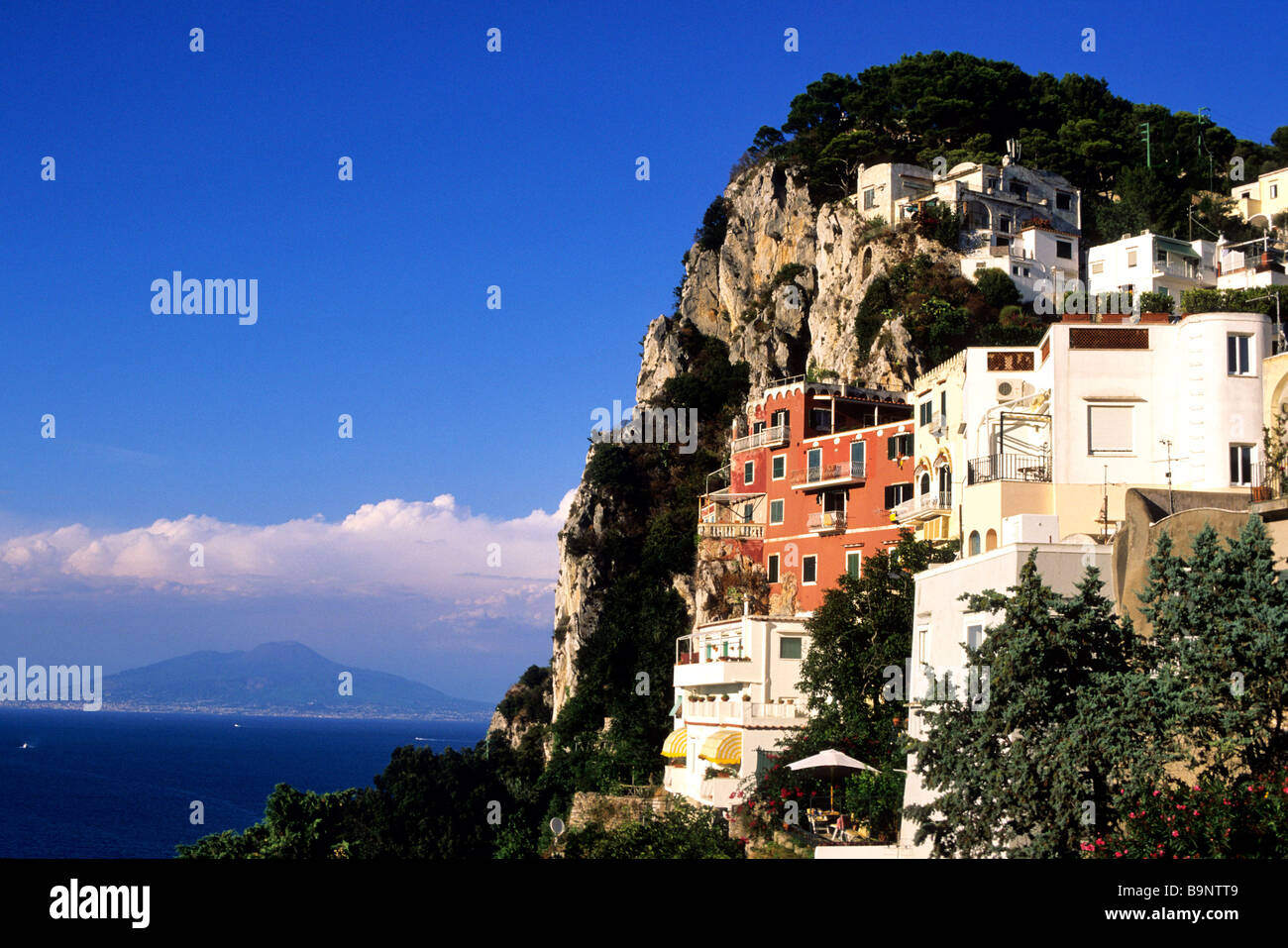 Italy, Campania, Capri Island, Capri, houses by the cliff Stock Photo ...