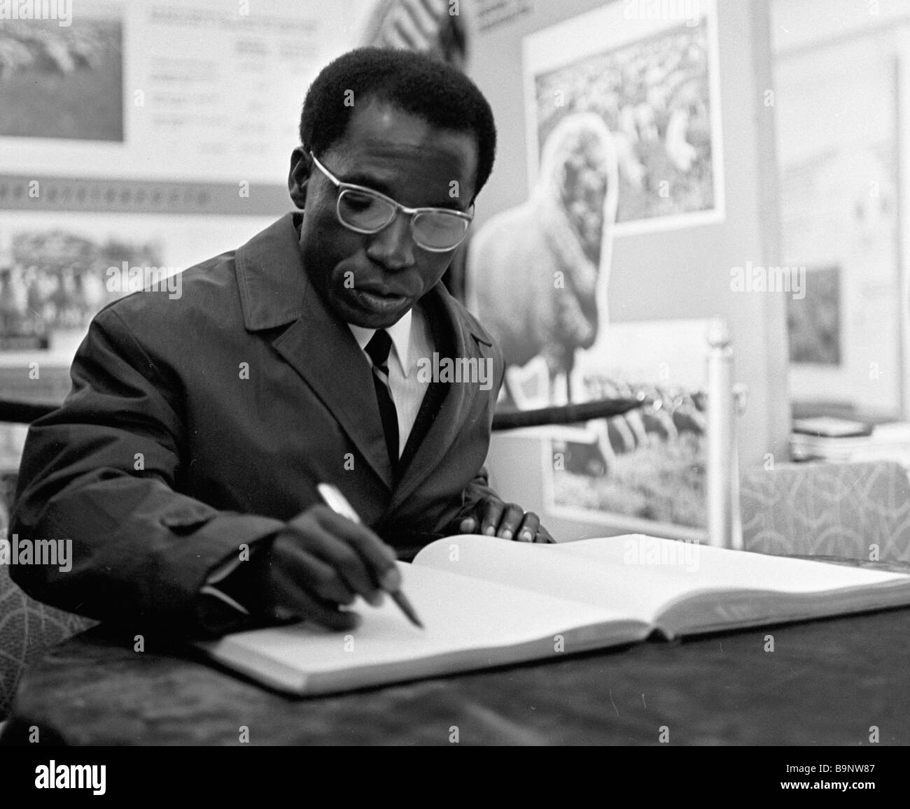 President Alphonse Massemba Debat of the Republic of the Congo signs ...