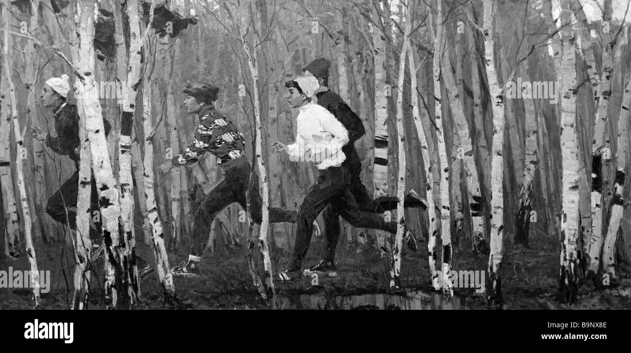 Reproduction of Pyotr Bogachev s painting Practicing 1963 Stock Photo ...