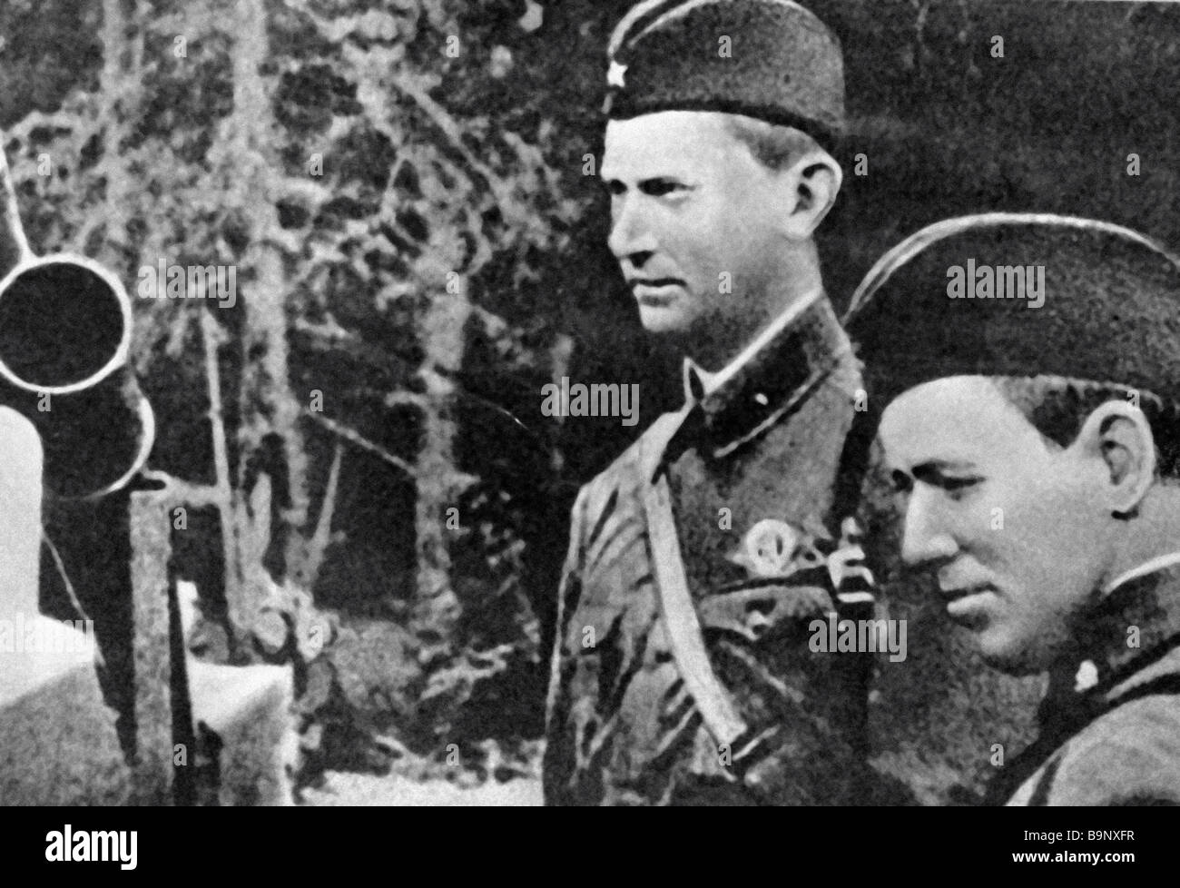 Soviet writers Mikhail Sholokhov right and Alexander Fadeyev during ...