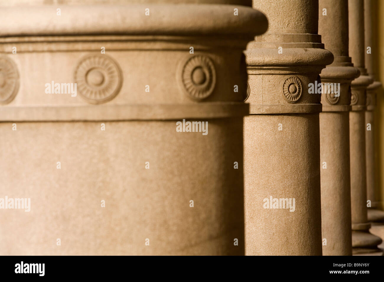 Columns forming one of the arcades of which Bologna is famous Stock ...