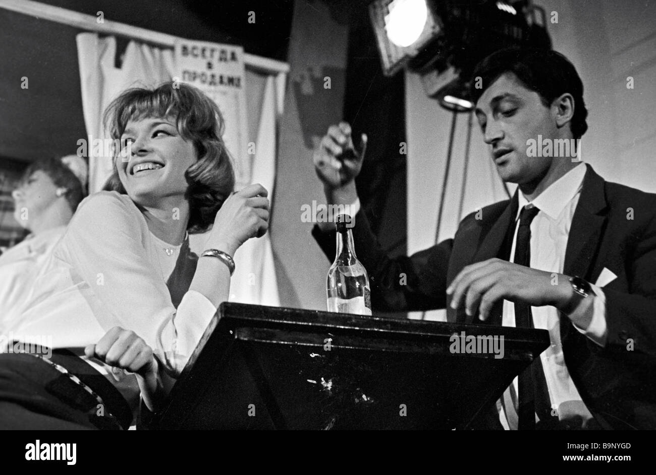 Actors Mikhail Kozakov right as Kistochkin and Yelena Kozelkova left as ...