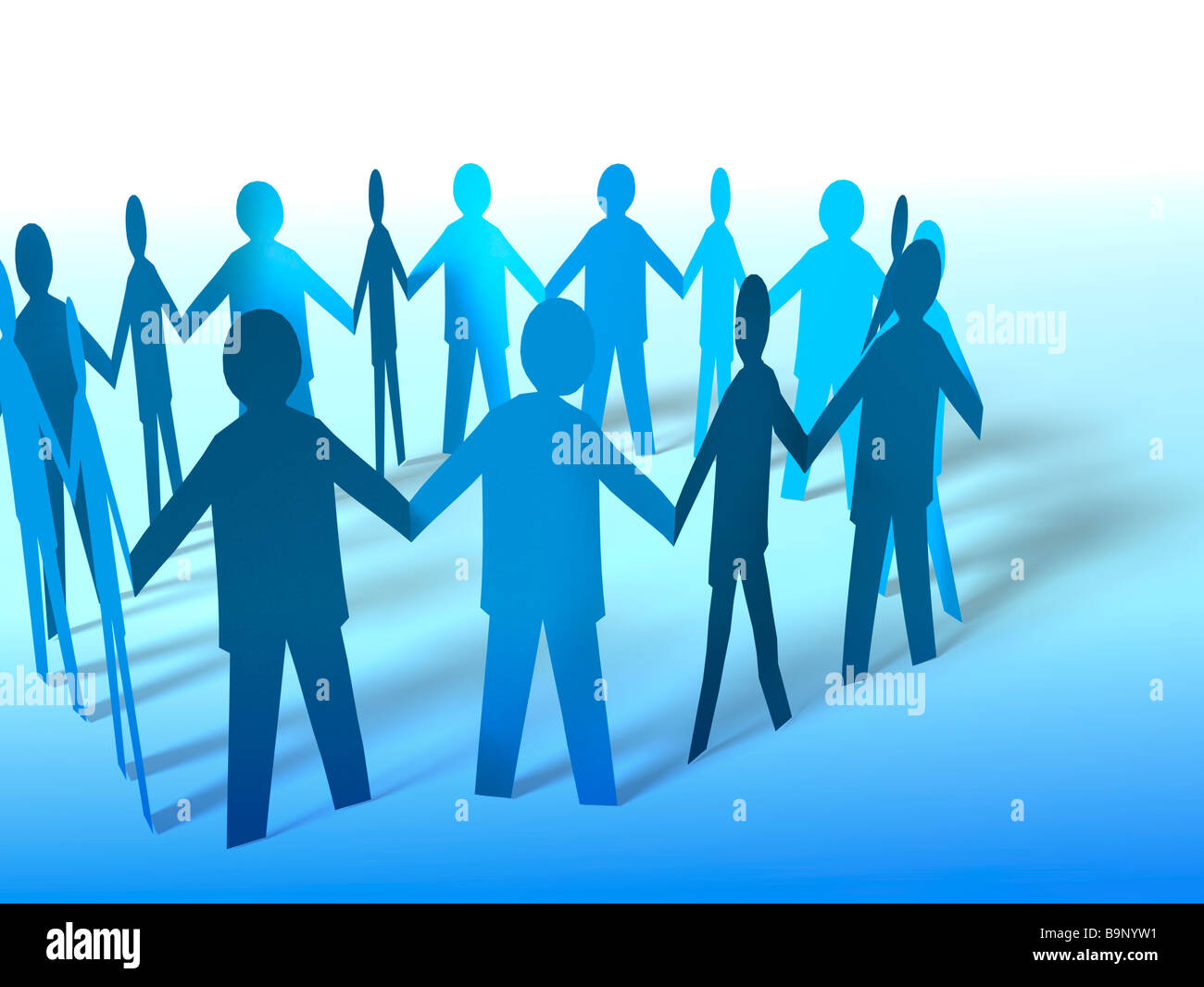Together - paper chain men in a circle. Rendered in 3D Stock Photo - Alamy