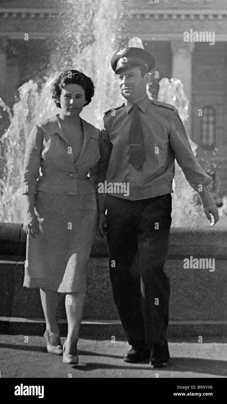 Space pilot German Titov right with his wife Tamara Stock Photo - Alamy