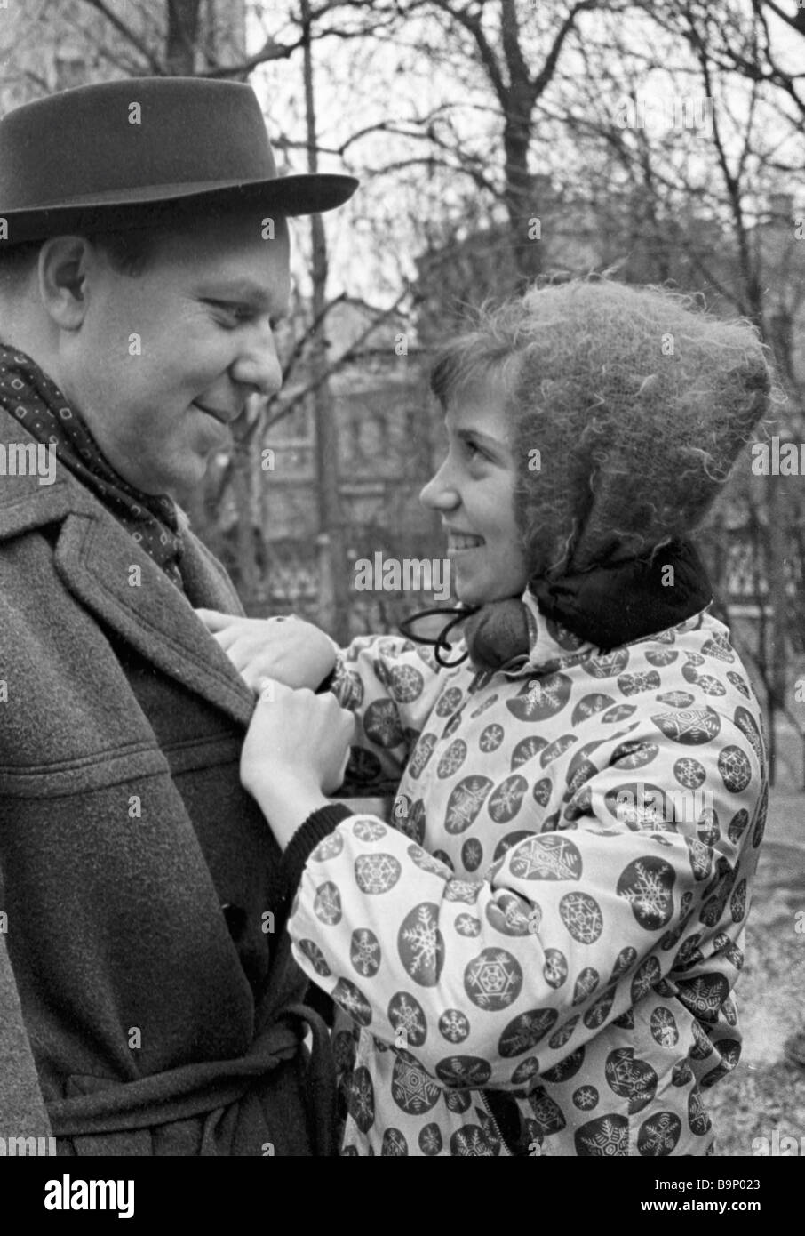 USSR People s Artist Oleg Popov left with his daughter Olga right Stock ...