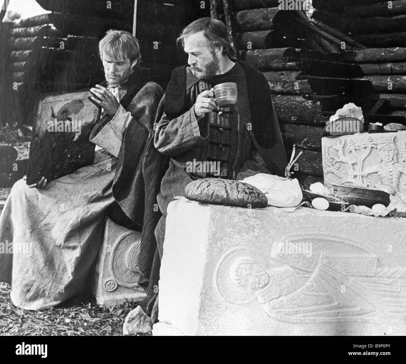 Anatoly Solonitsyn as Andrei Rublev left and Nikolai Grinko as Feofan ...
