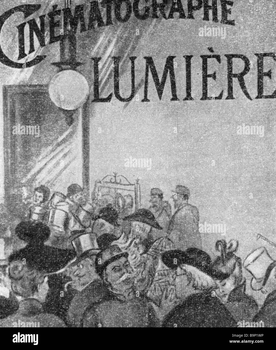 The first ad of the Lumier cinematograph Stock Photo - Alamy