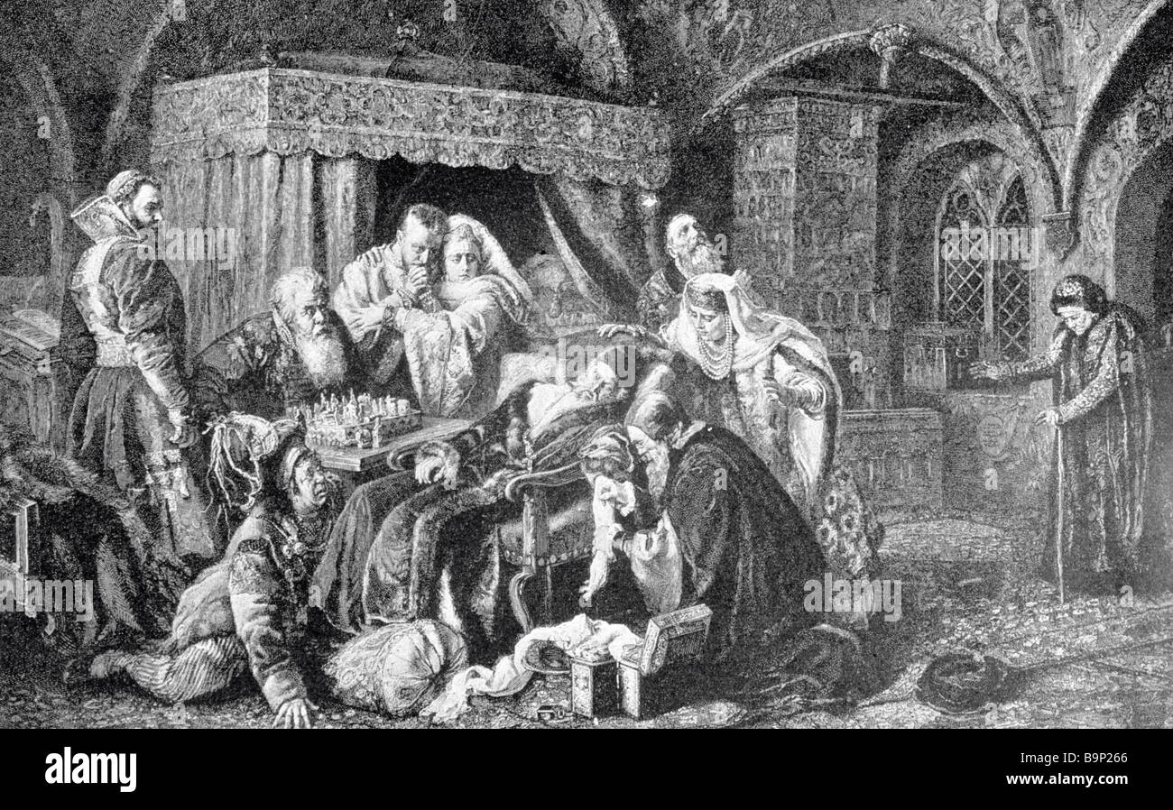 A copy of Konstantin Makovsky s picture The Death of Ivan Grozny Stock ...