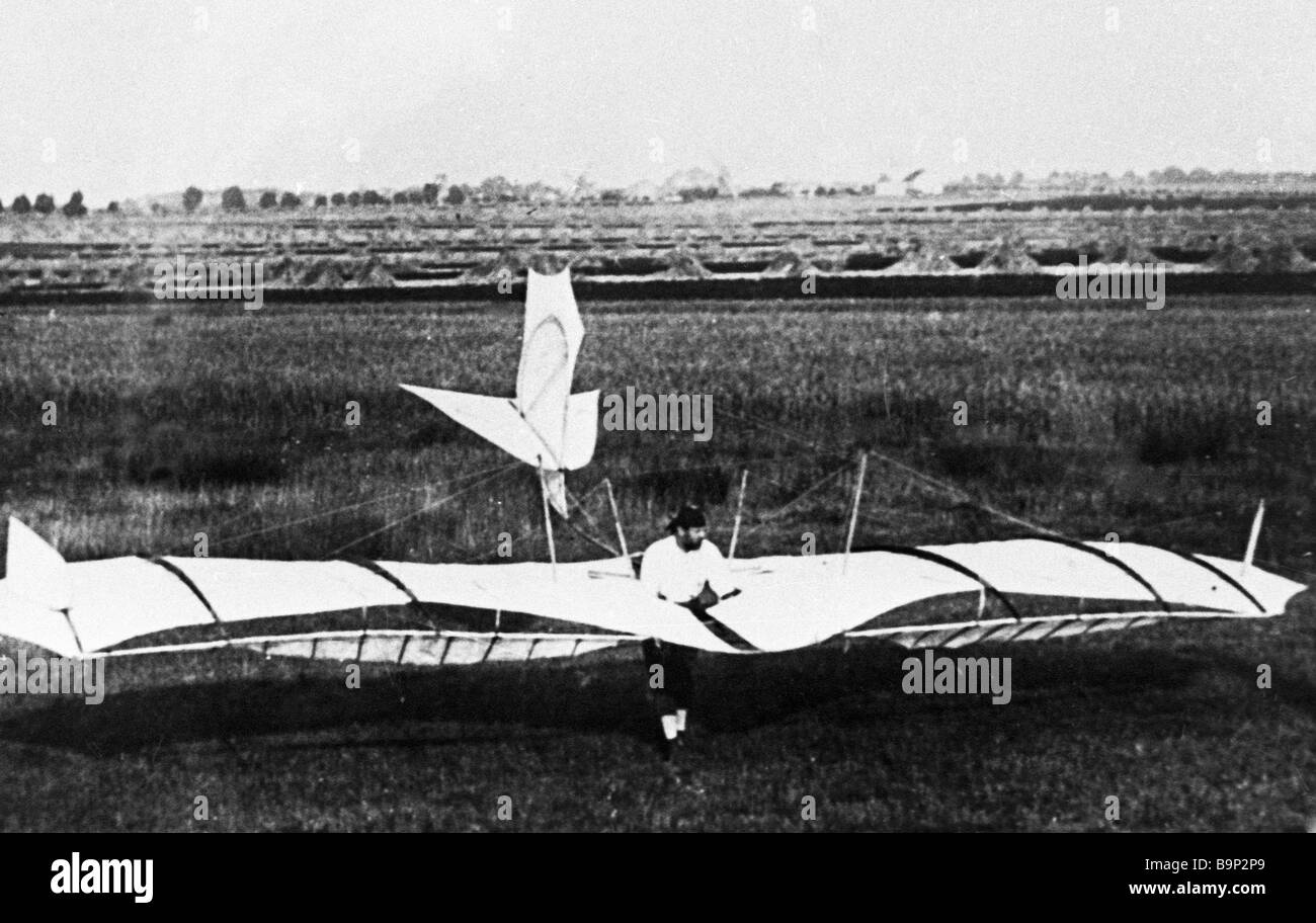 A famous German glider pilot Otto Lilienthal after the gliding Stock ...
