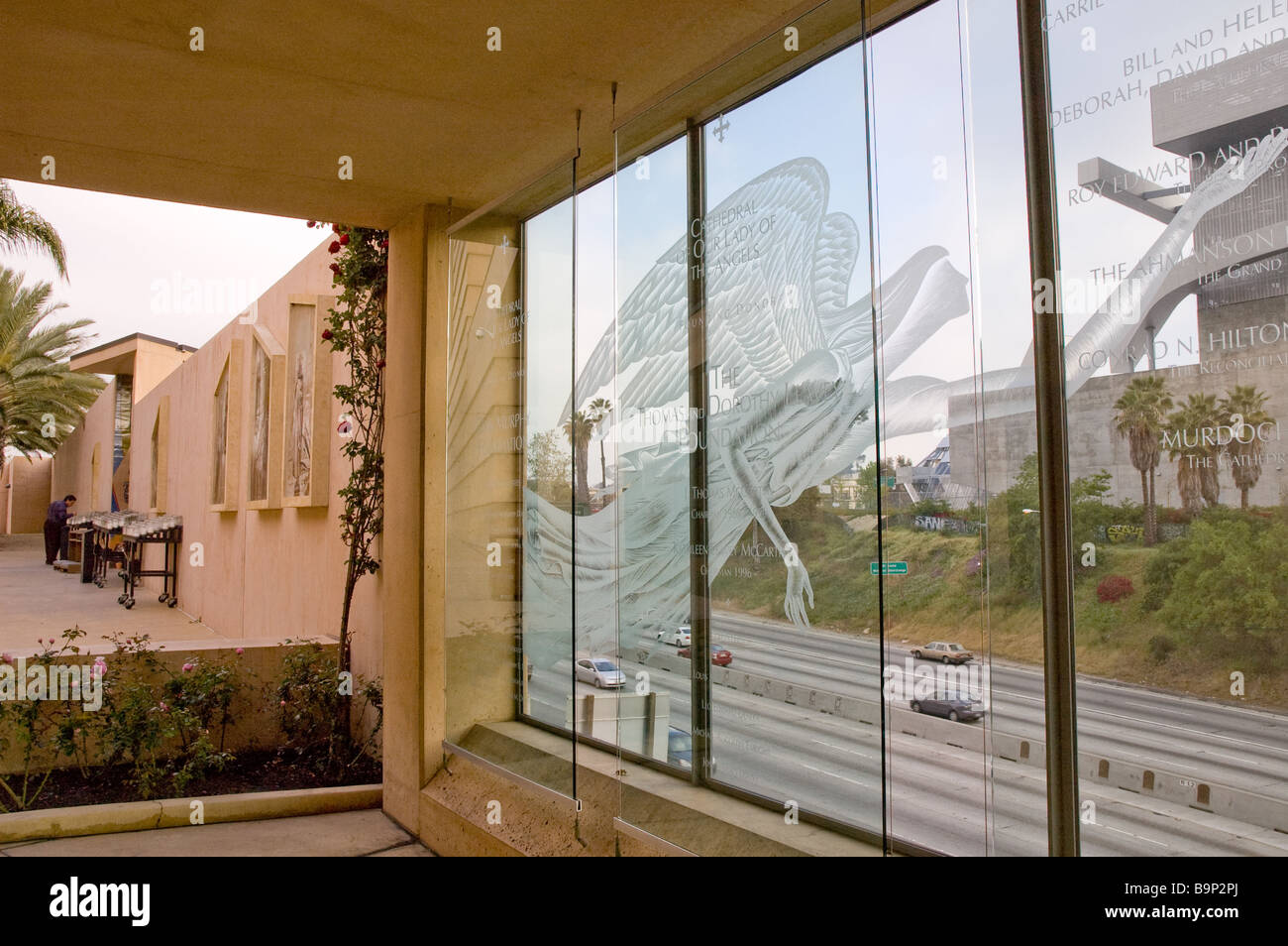 An engraving of an angel on a window of the Cathedral of Our Lady of ...